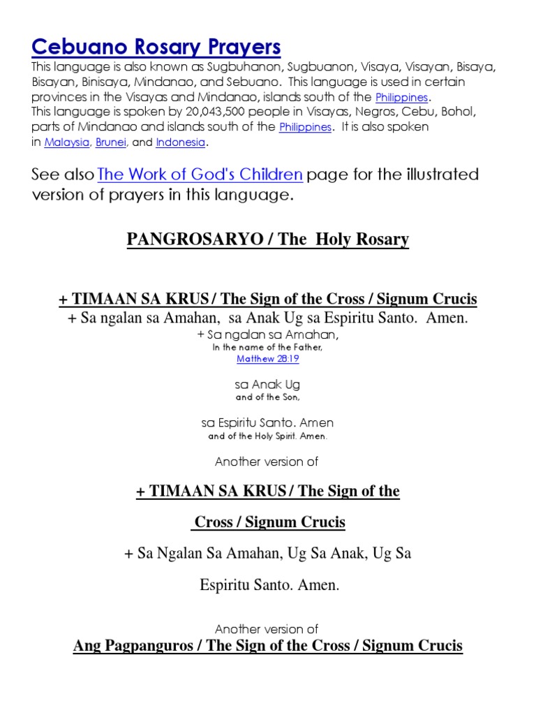 Cebuano Rosary Prayers | PDF