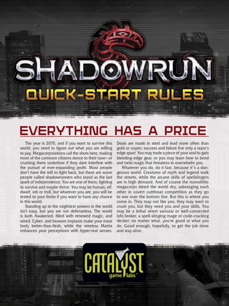Shadowrun 5th - Quick-Start Rules | PDF | Magic (Paranormal) | Armour