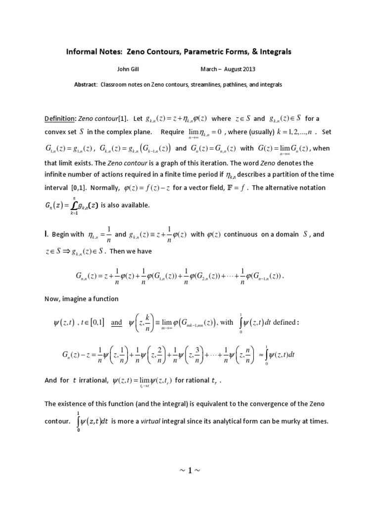 Zeno Contours, Parametric Forms & Integrals | PDF | Integral ...