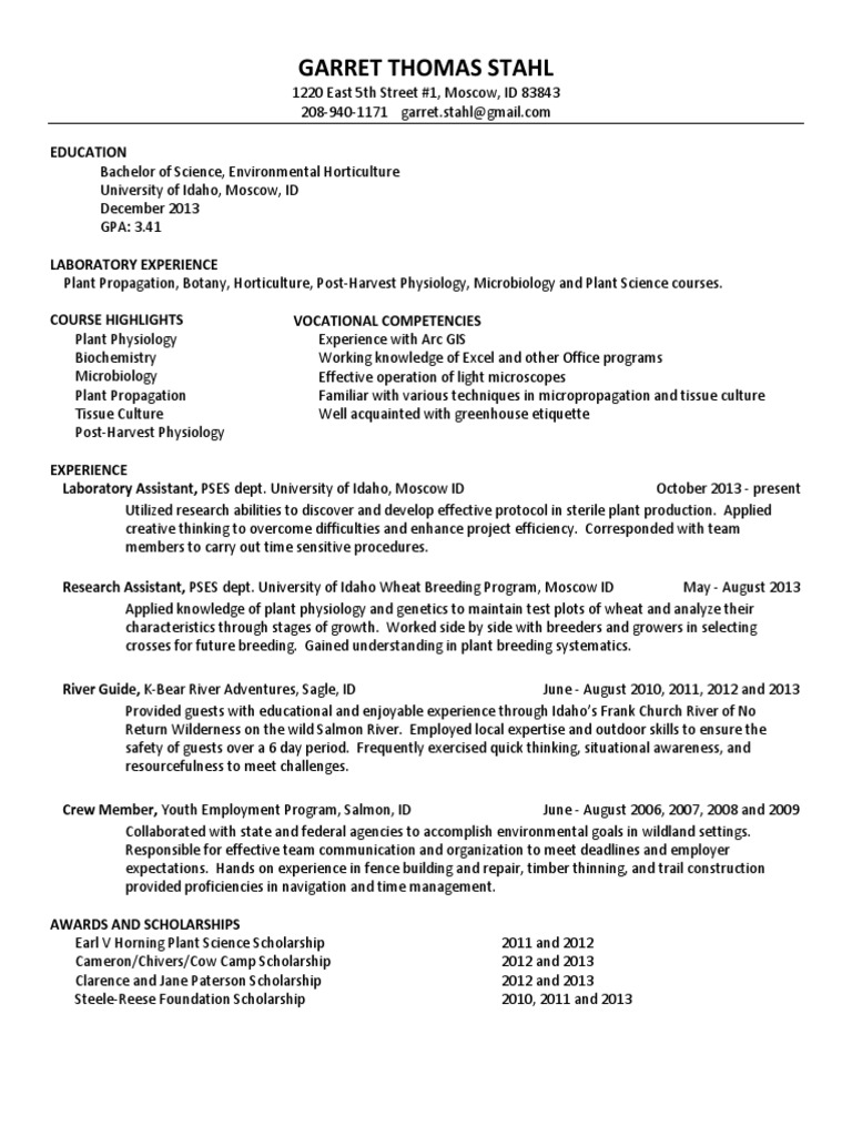 Resume 2013 | PDF | Plant Breeding | Botany