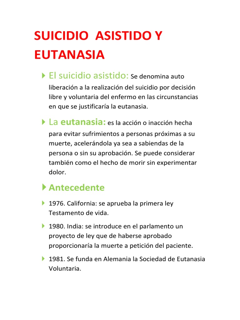 Suicidio Asistido Y Eutanasia Pdf