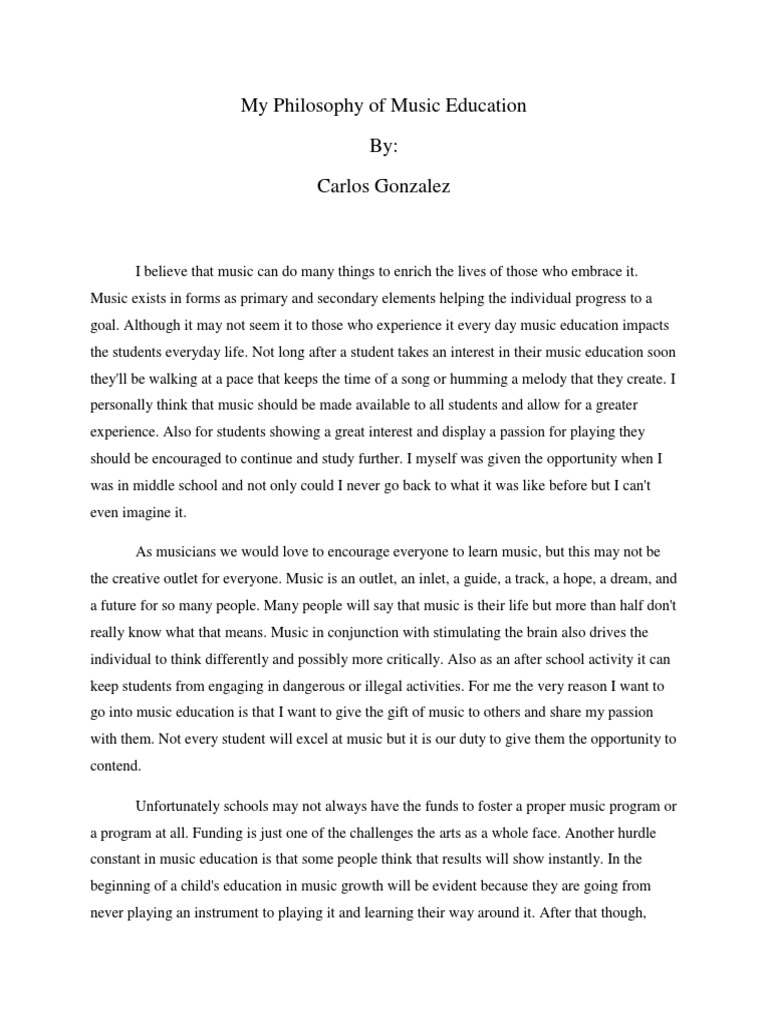 My Philosophy of Music Education | PDF | Music Education | Harmony