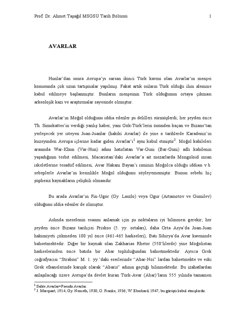 Ahmet Taşağıl-Avarlar | PDF