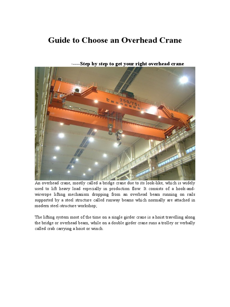 Guide To Choose An Overhead Crane | PDF | Crane (Machine) | Transport ...