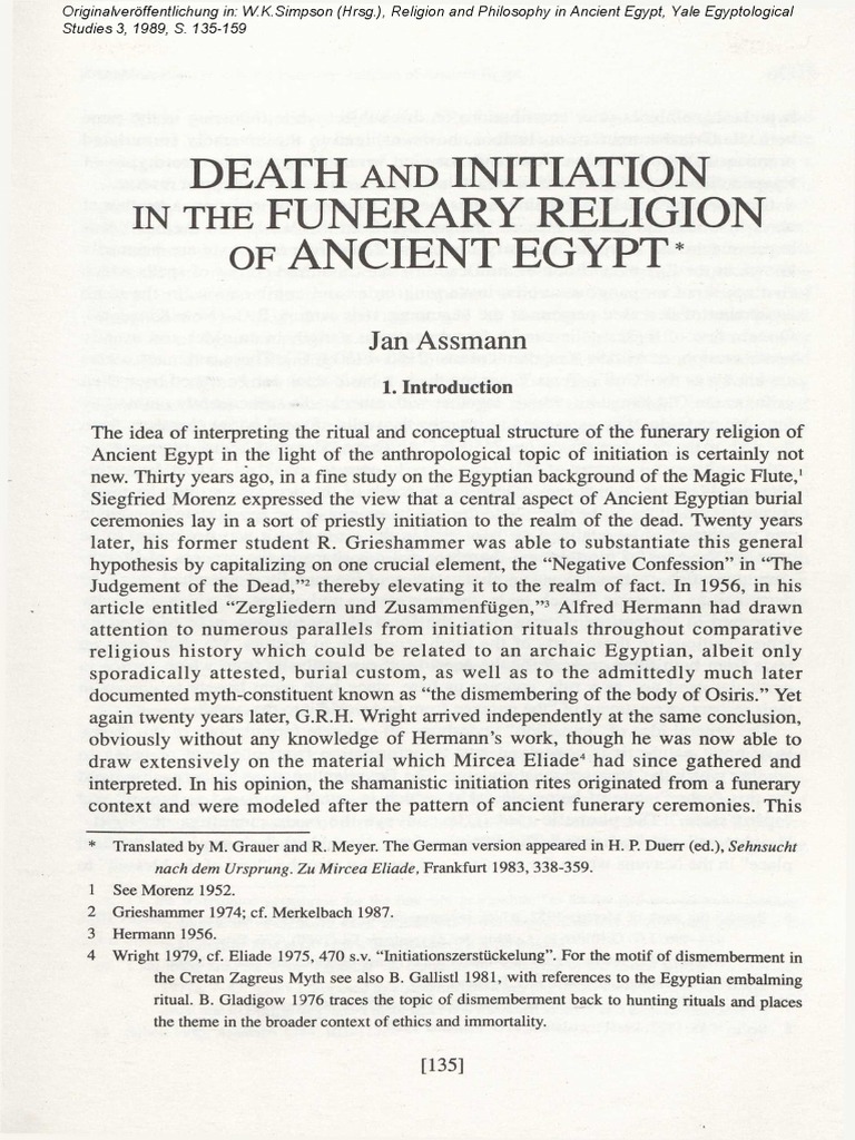 Assmann Death and Initiation 1989 | PDF | Funeral | Ancient Egyptian ...