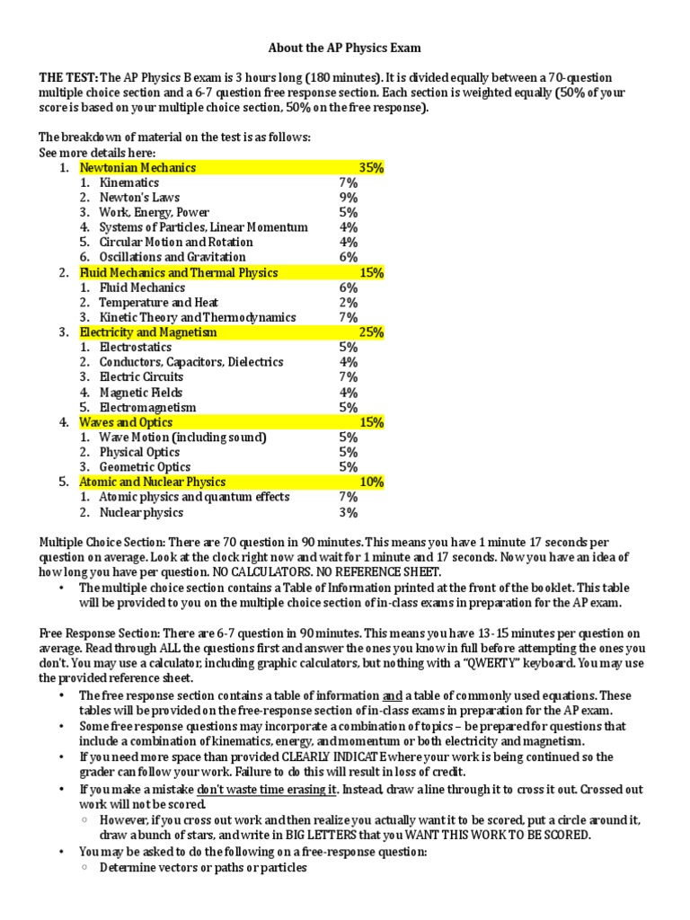 AP Physics Exam Overview and Tips | PDF | Teaching Methods & Materials ...