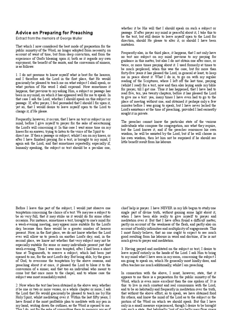 Preaching Preparation by George Muller | PDF | Grace In Christianity ...