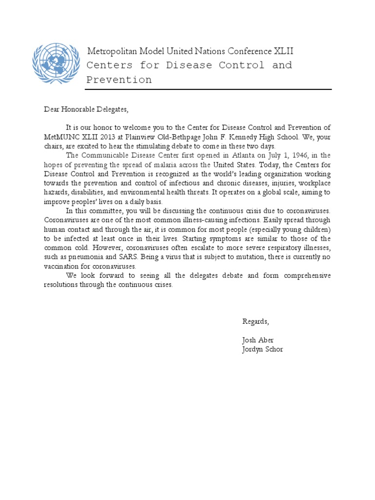 CDC Welcome Letter | PDF | Centers For Disease Control And Prevention ...