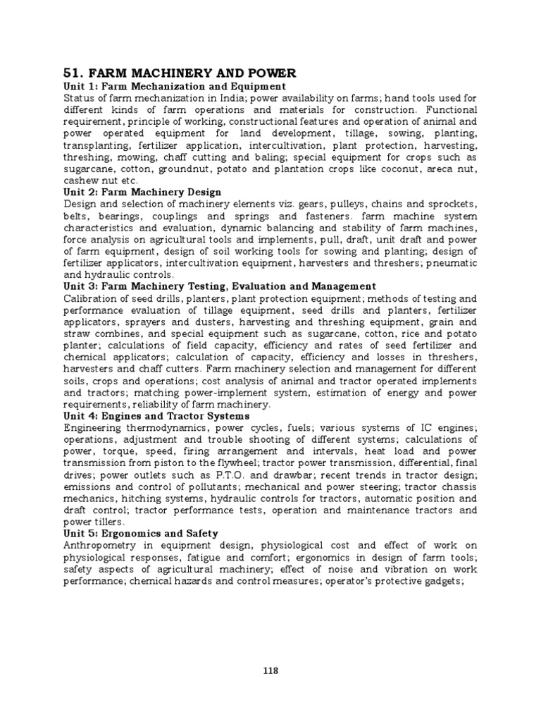 ARS Syllabus Farm Machinery | PDF | Agricultural Machinery | Tractor