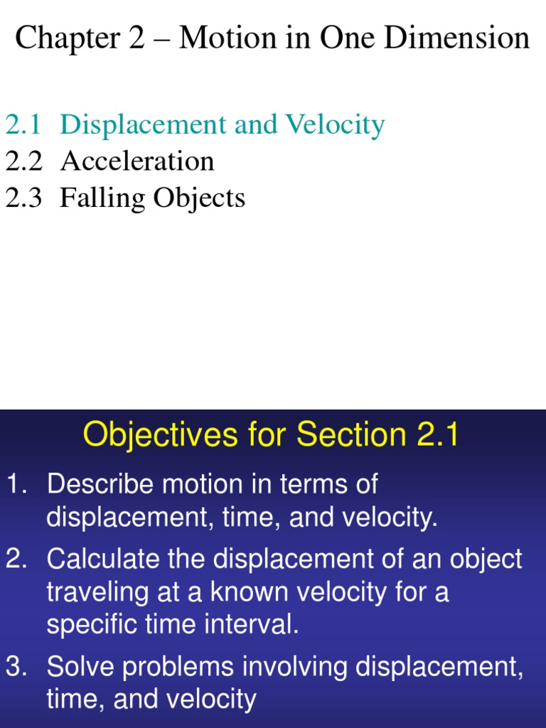 CH 02 Motion in One Dimension | PDF | Velocity | Acceleration