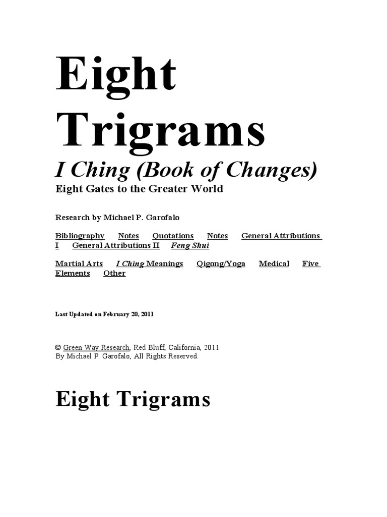 Eight Trigrams: I Ching (Book of Changes) | PDF | Tai Chi | Yin And Yang