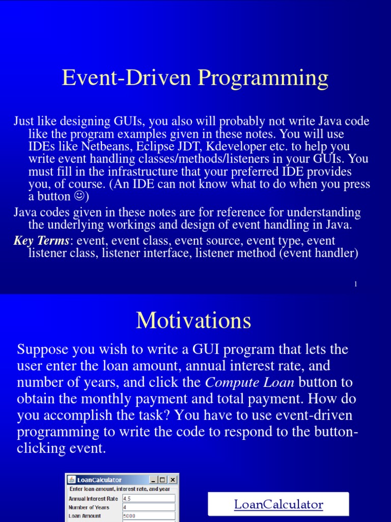 Event Driven Programming Key Terms Pdf Class Computer Programming Method Computer