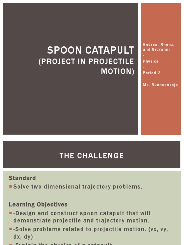 Spoon Catapult: (Project in Projectile Motion) | PDF | Trajectory | Physics