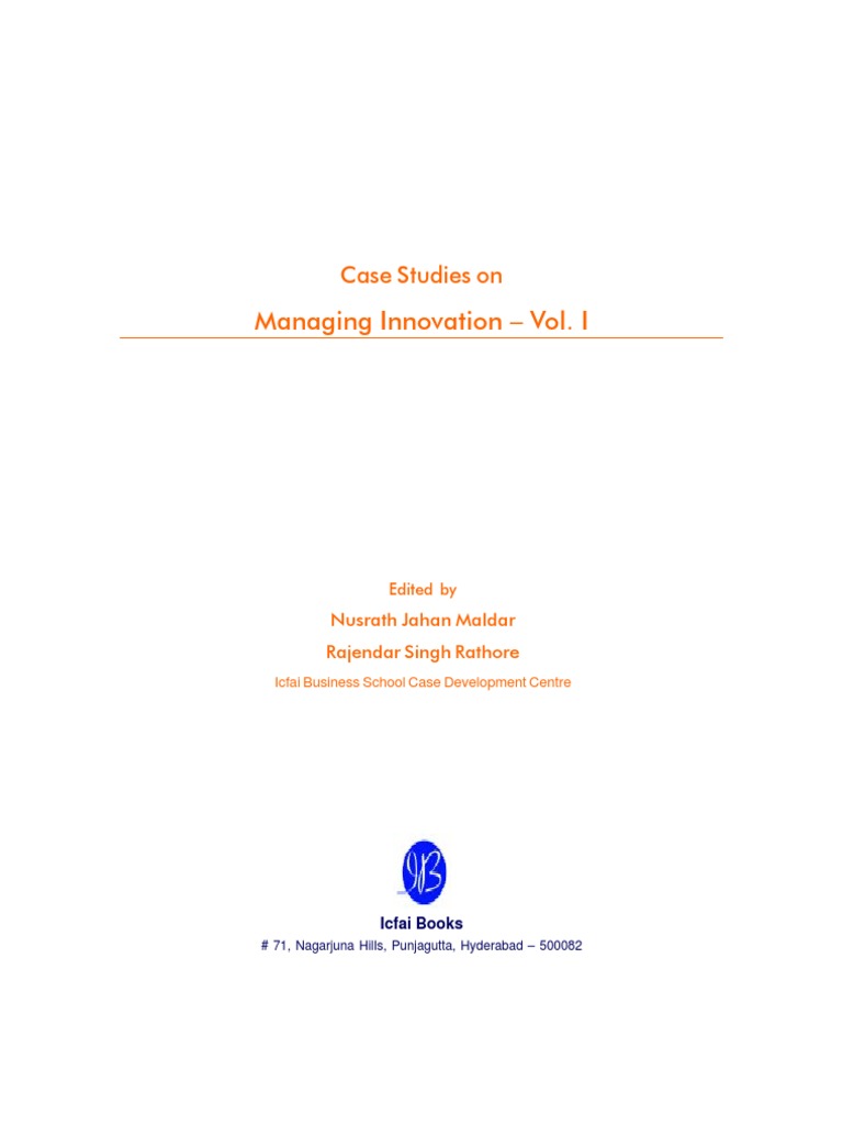 Case Studies On Managing Innovation - Vol. I | PDF | New Product ...