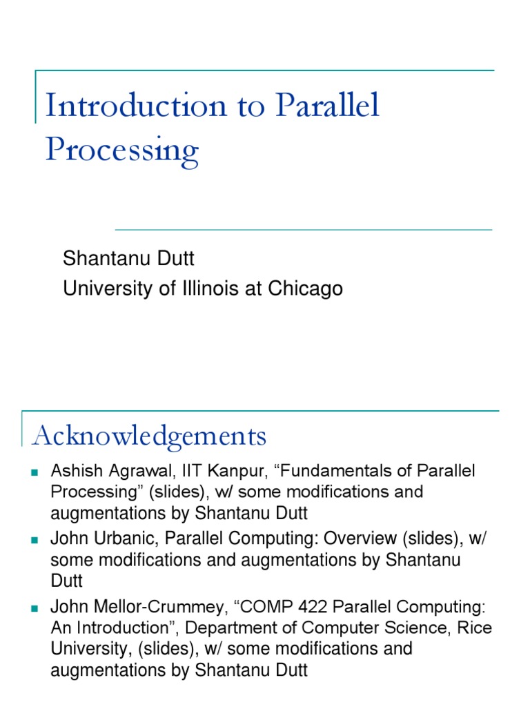 Introduction to Parallel Processing: An Overview of Parallelization Techniques, Architectures ...