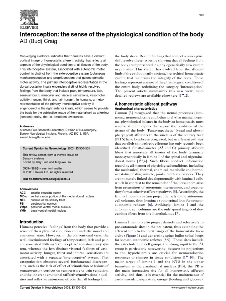 Interoception and Body Awareness | PDF