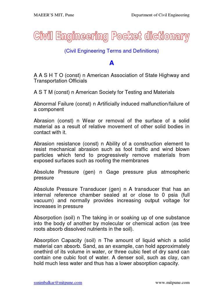 Civil Engineering Terms and Definitions | PDF