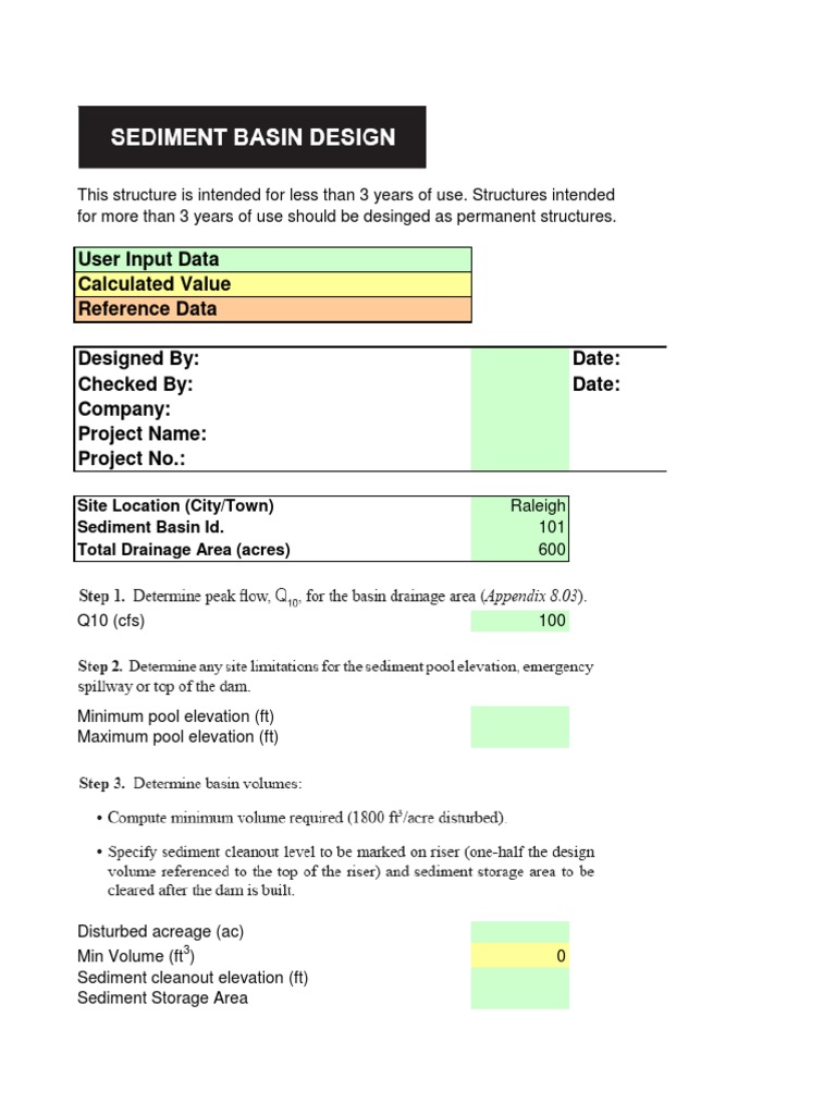 Sediment Basin Design | PDF | Spillway | Drainage Basin