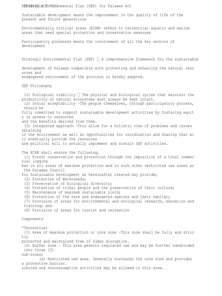 Ra 7611 | PDF | Sustainability | Ecology