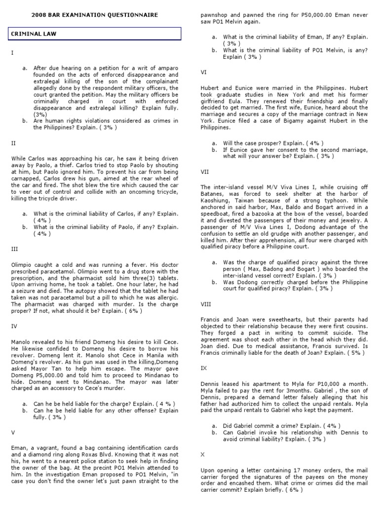 Bar Exam Questions | PDF | Foreclosure | Will And Testament