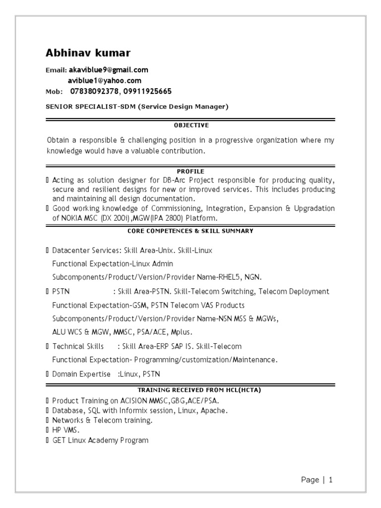 Abhinav Resume SDM | PDF | Server (Computing) | Computer Architecture
