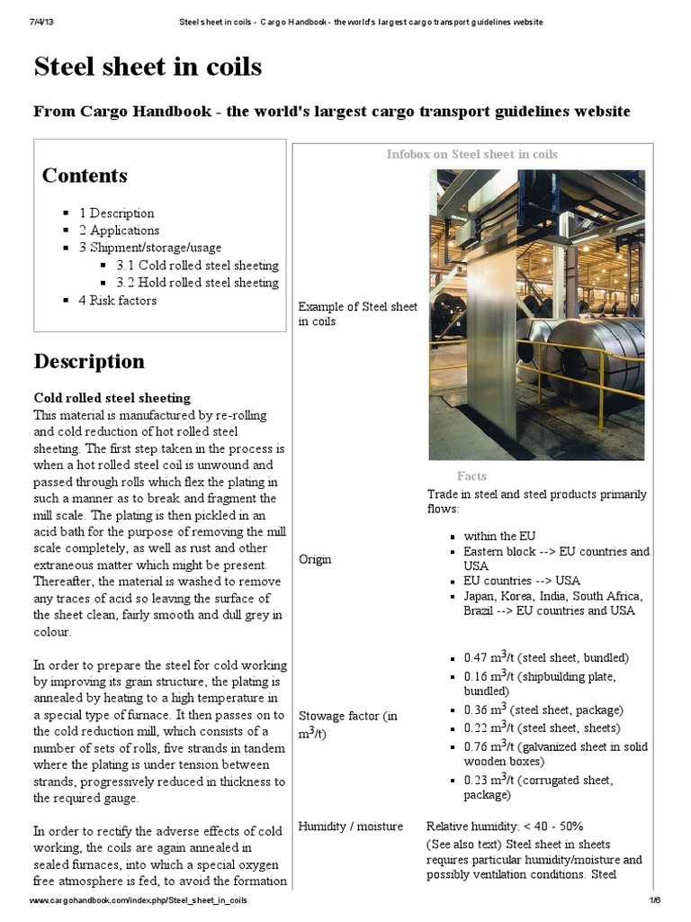 Steel Sheet in Coils - Cargo Handbook - The World's Largest Cargo ...