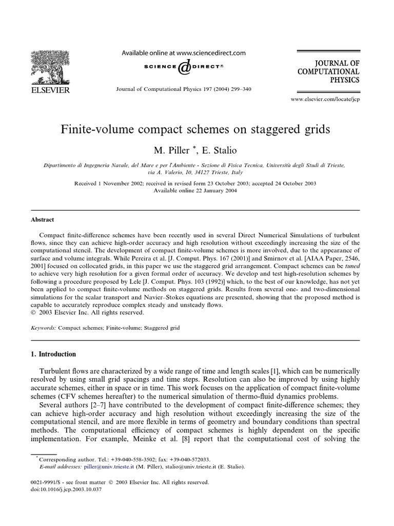 Finite-Volume Compact Schemes On Staggered Grids | PDF | Navier–Stokes ...