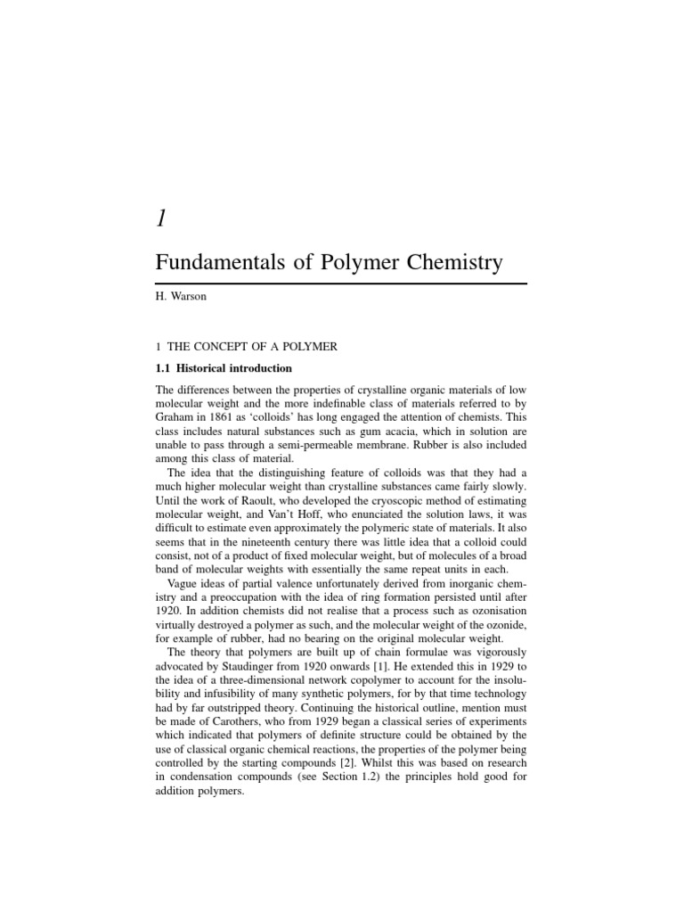 Fundamentals of Polymer Chemistry | PDF | Polymerization | Copolymer