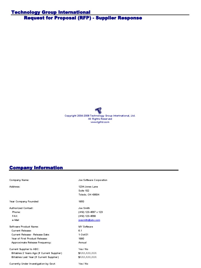 Request For Proposal - Vendor Response Template | PDF | Enterprise ...