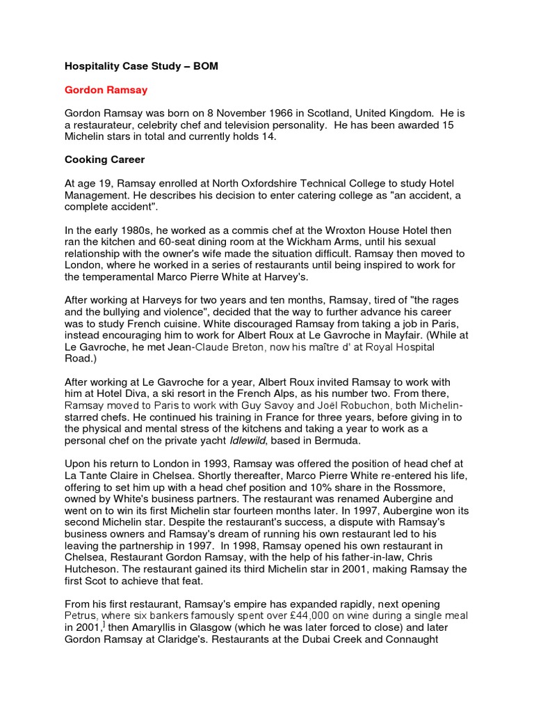 Hospitality Case Study - BOM | PDF | Restaurants | Gastronomy