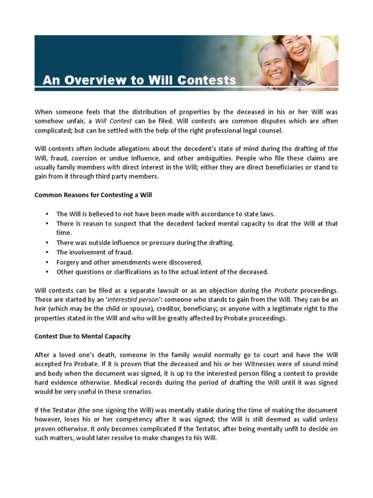 An Overview To Will Contests | PDF | Will And Testament | Probate
