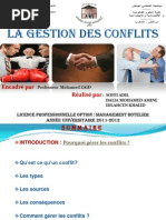 Gestion Des Conflits Exposé GRH | PDF | Sciences comportementales | Concept de psychologie