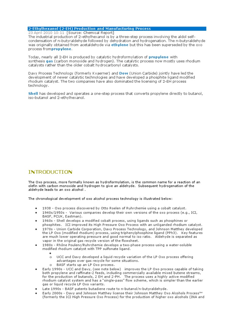 2 EH Production | PDF | Chemical Compounds | Chemical Substances