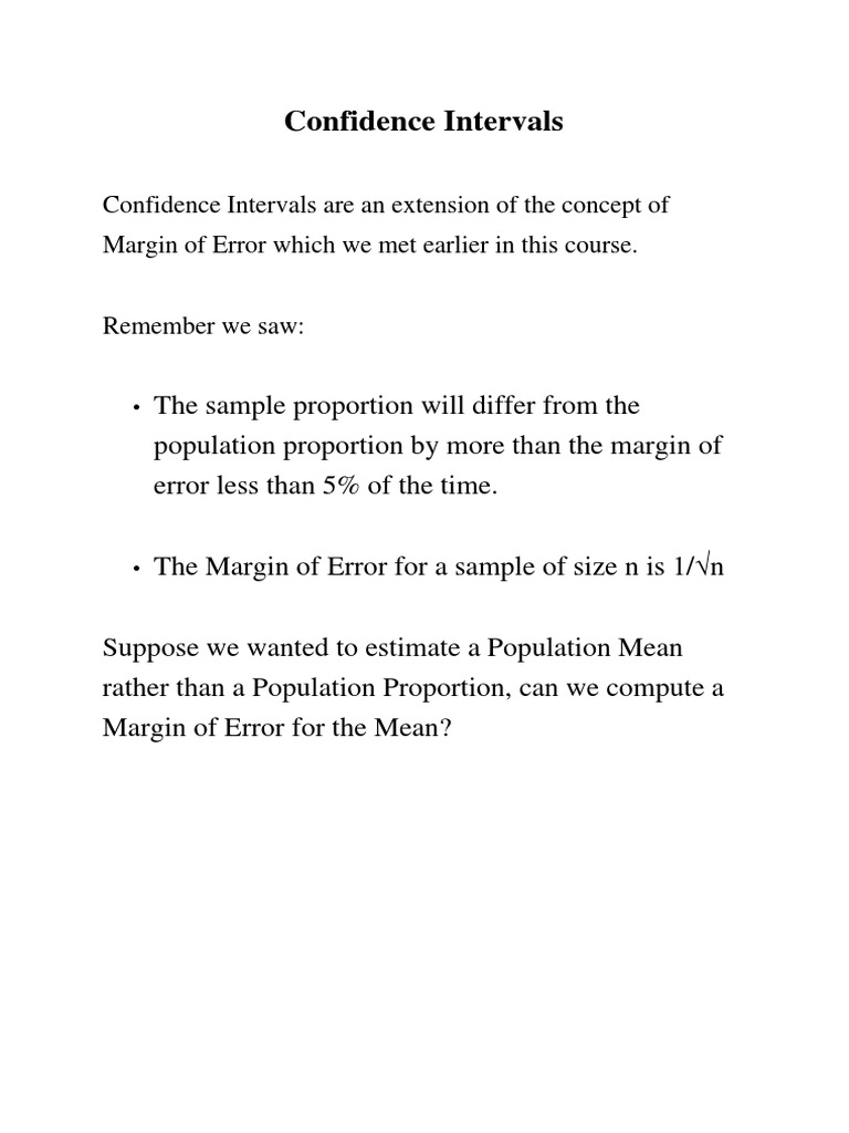 Confidence Intervals | PDF | Confidence Interval | Errors And Residuals