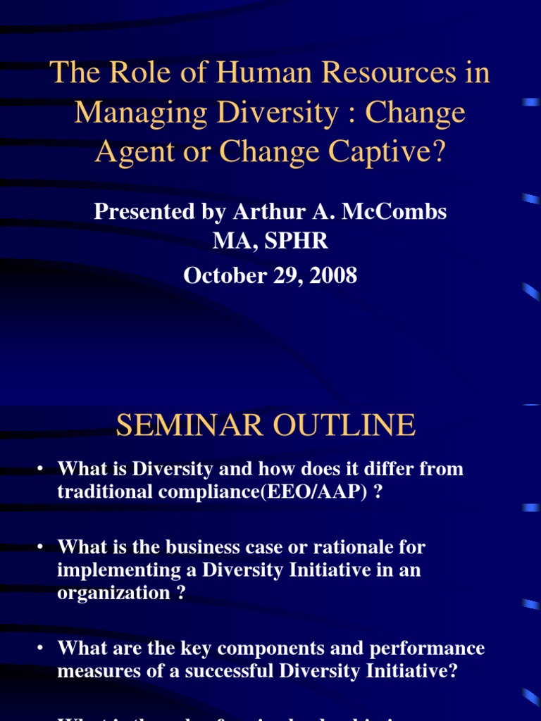 The Role of Human Resources in Managing Diversity | PDF | Diversity ...