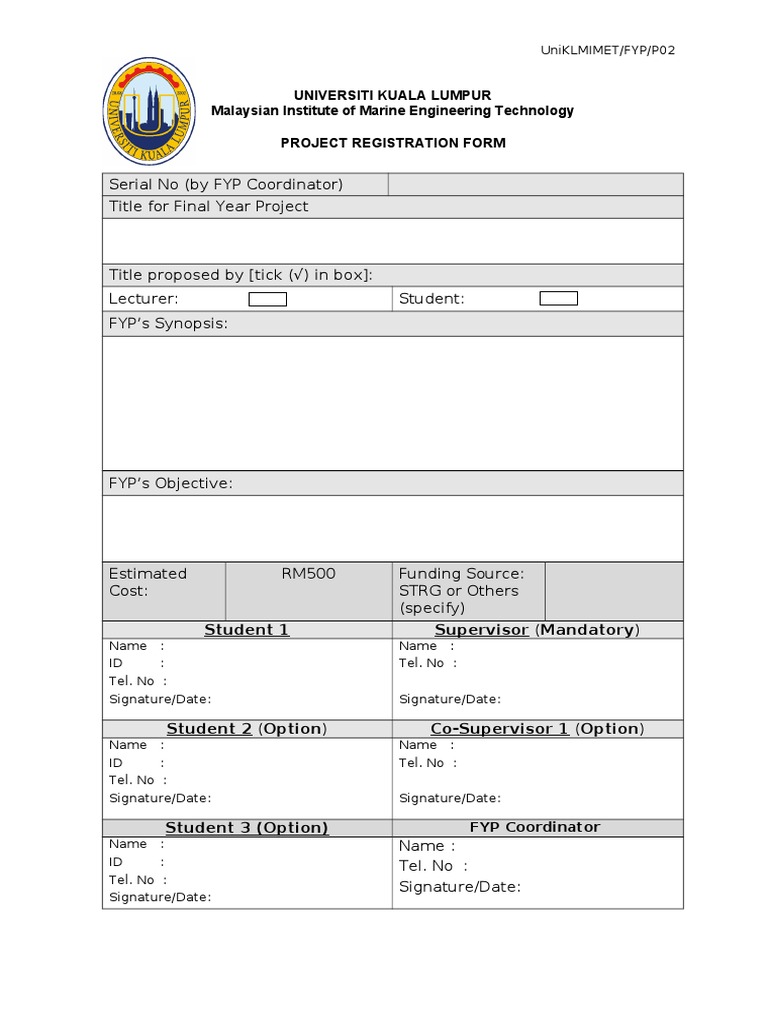Marine Engineering FYP Registration | PDF
