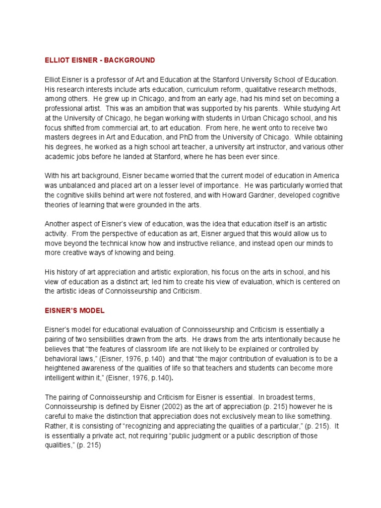 Elliot Eisner Presentation.pdf | Curriculum | Teachers