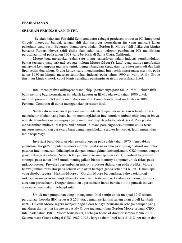 Sejarah Perusahaan Intel | PDF | Komputer