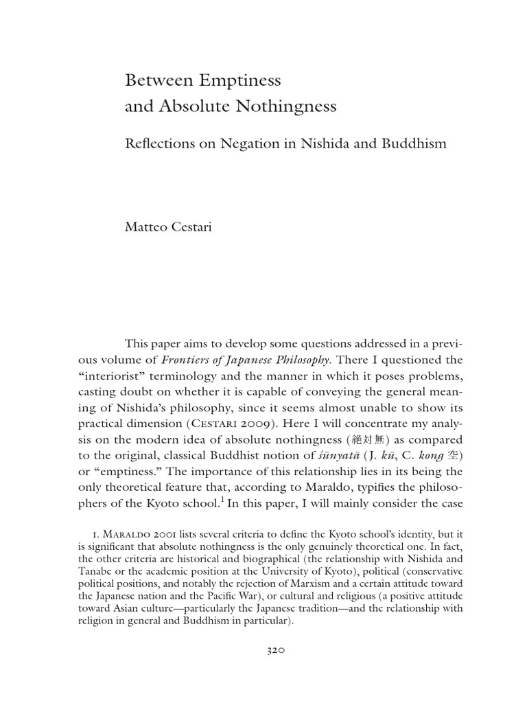 Between Emptiness and Nothingness - Matteo Cestari | PDF | Śūnyatā ...