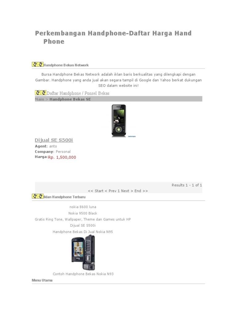 Daftar Harga Handphone Bekas Terbaru | PDF | Business