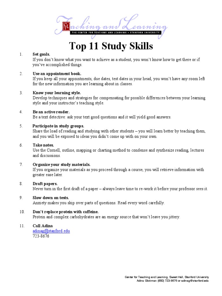 Effective Study Techniques at Stanford | PDF
