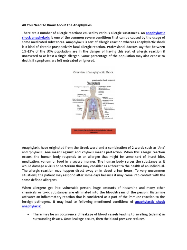 Anaphylactic Shock Anaphylaxis: All You Need To Know About The ...