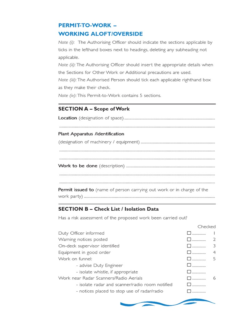 Permit-To-Work - Working Aloft/Overside: ANNEX 16.1.5 | PDF | Business