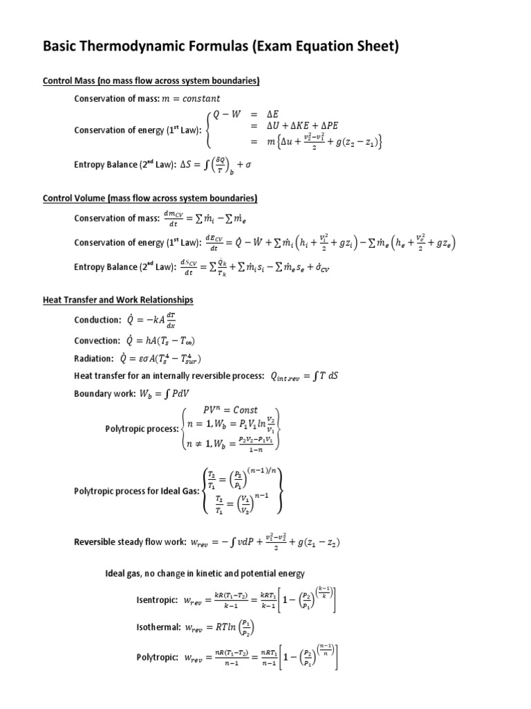 Thermo Equations CH1-CH6 | PDF | Heat | Heat Capacity