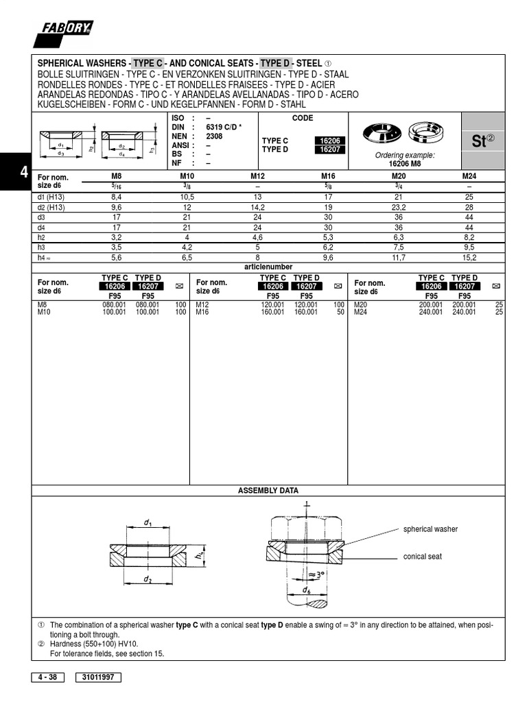 Spherical Washers & Conical Seats Guide | PDF