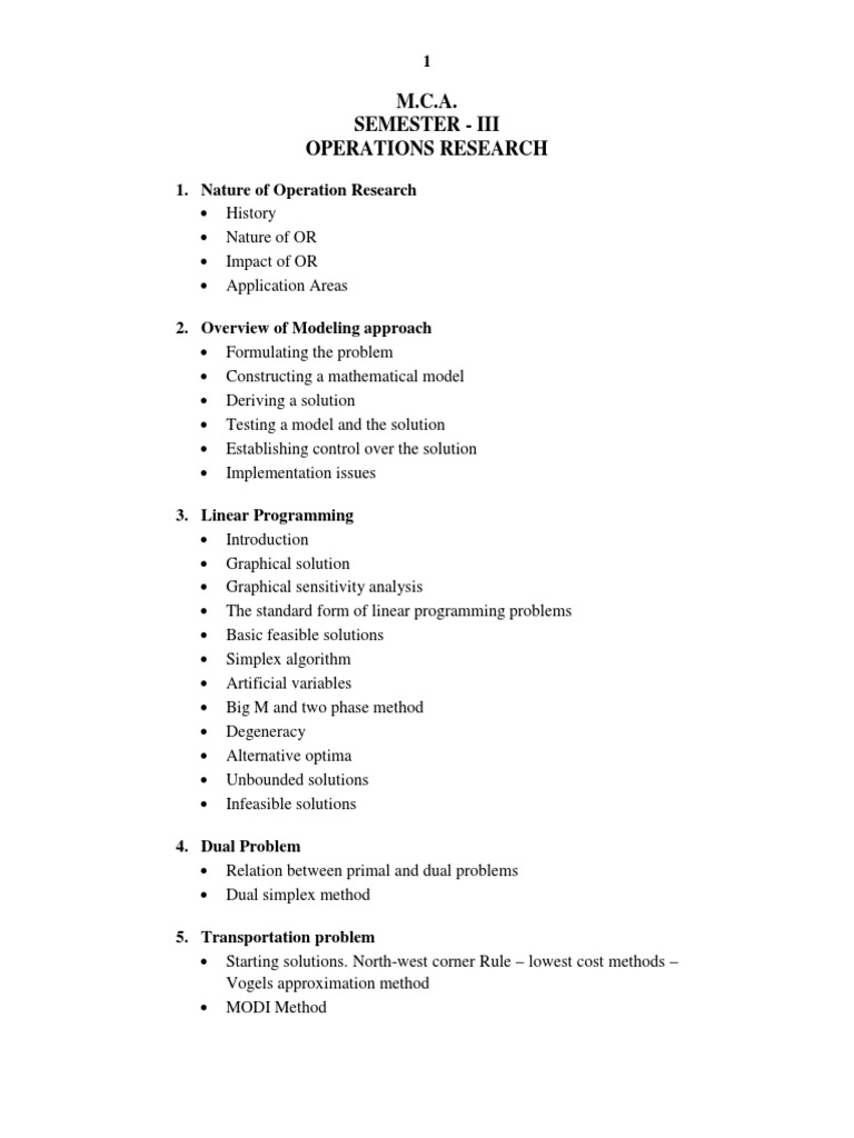 M.C.A. (Sem - III) Operation Research PDF | PDF | Mathematical Optimization | Linear Programming