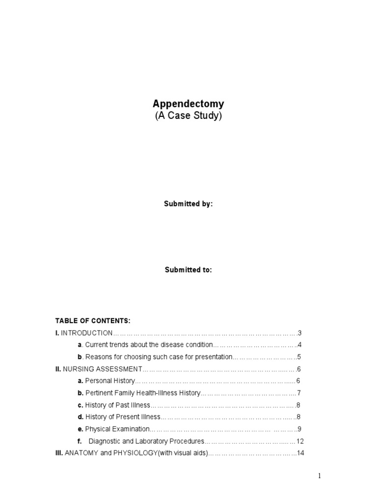 Appendectomy: (A Case Study) | PDF | Gastroenterology | Medical Specialties