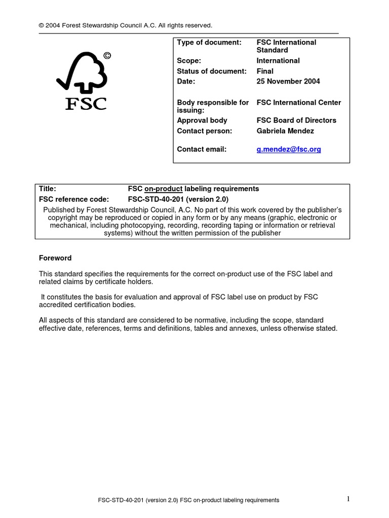 FSC STD 40 201 V2 0 en FSC on Product Labelling Requirements | Forest ...
