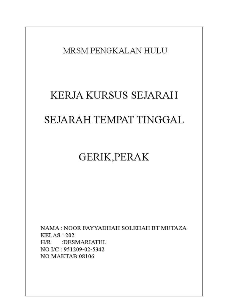 Folio Sejarah-Sejarah Tempat Tinggal | PDF