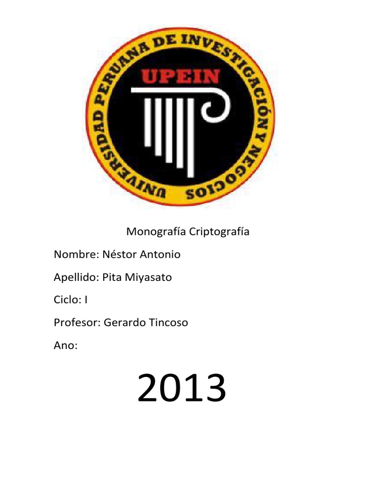 Monografía Criptografía | PDF | Criptografía | Clave (criptografía)